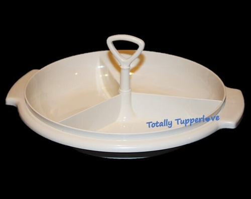 Tupperware Vintage Suzette w/ Seal & Key Divided Container Round Beige ...