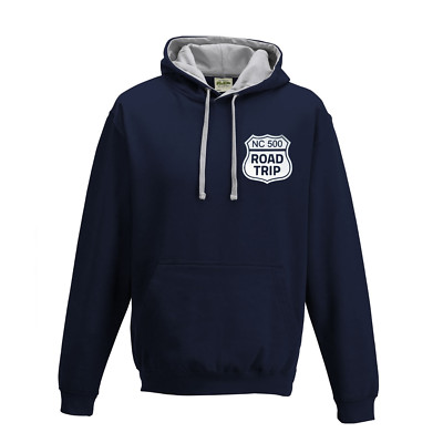 North Coast 500 Route Route Varsity Hoodie NC500 - French Navy & Grey ...