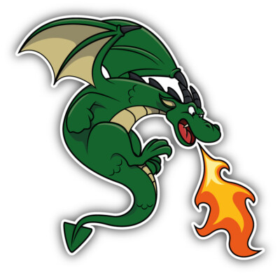 Funny Fire spitting Dragon Cartoon Car Bumper Sticker Decal | eBay