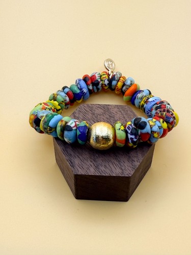 Budha Girl Multi-Color Stretch Bracelet with Golden Bead | eBay