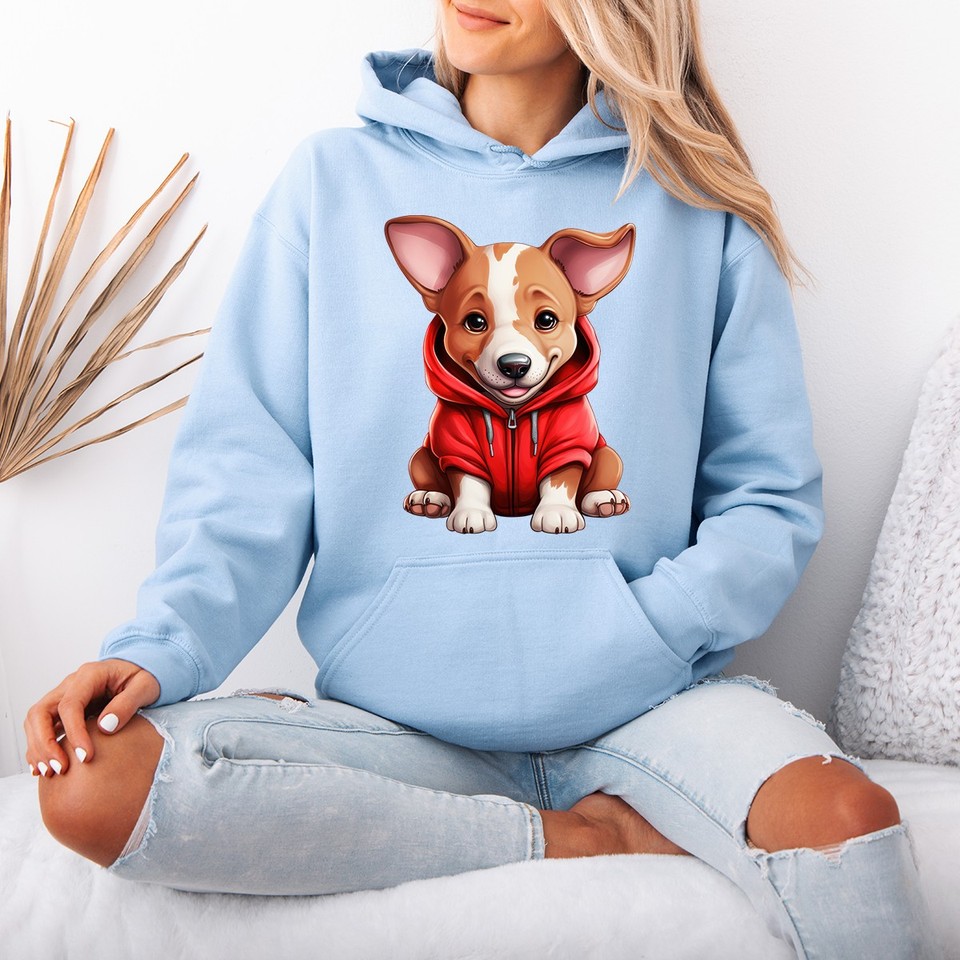 Corgi Puppy Red Hoodie Womens Animal Graphic Hoodie Ladies Pullover ...