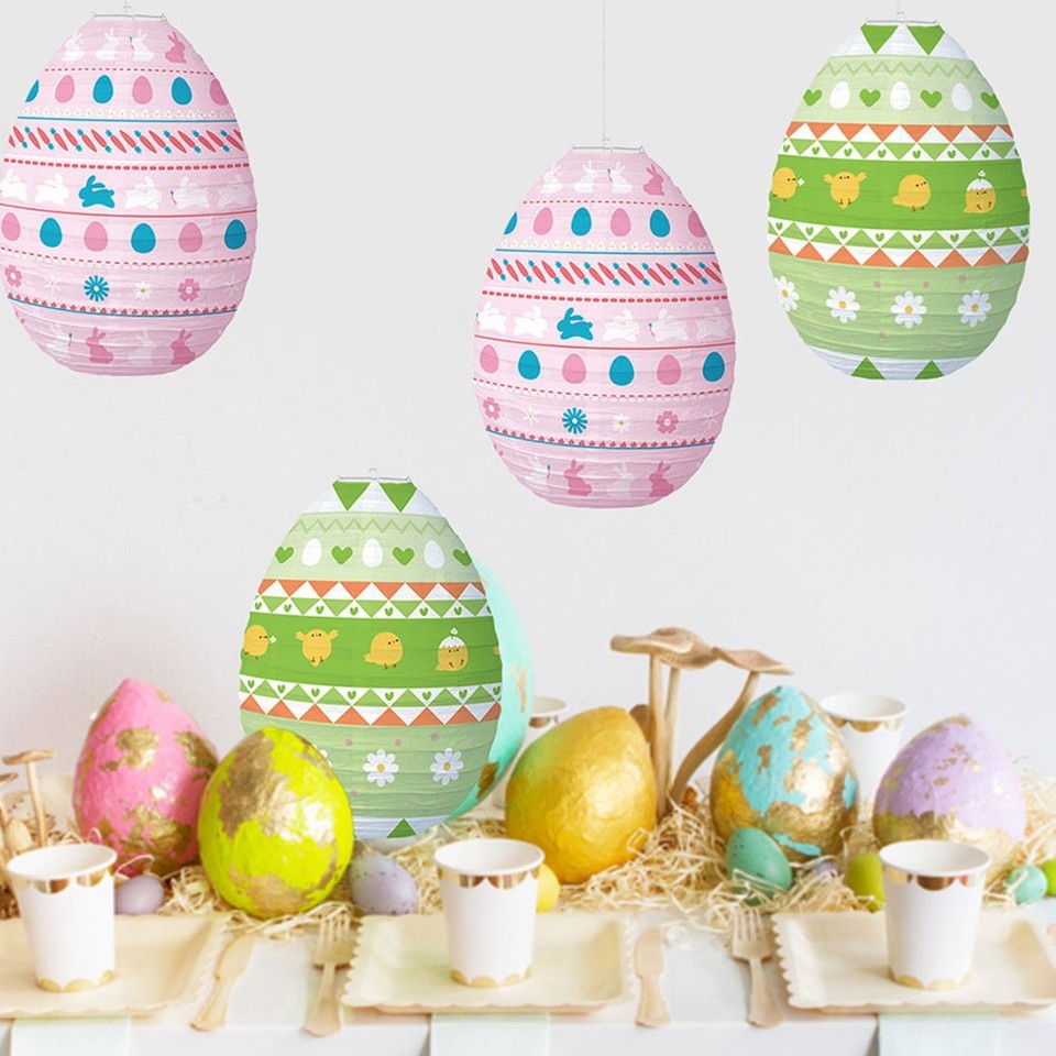 2Pcs Easter Egg Shape Lanterns Decorative Hanging Lantern Festival ...