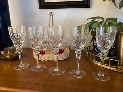 Rogaska Set of 5 Crystal wine glasses. Beautifully detailed with facets ...