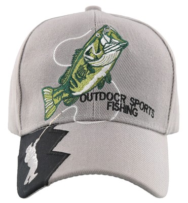 NEW! FISH BASS OUTDOOR SPORT FISHING BALL CAP HAT GRAY | eBay