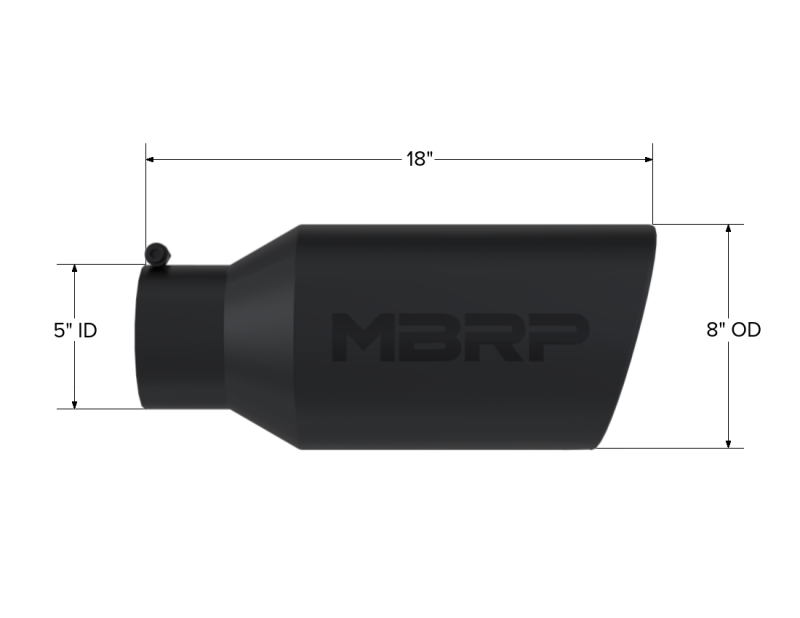 MBRP Universal Tip 8in OD Rolled End 5in Inlet 18in Length T304 - Black ...