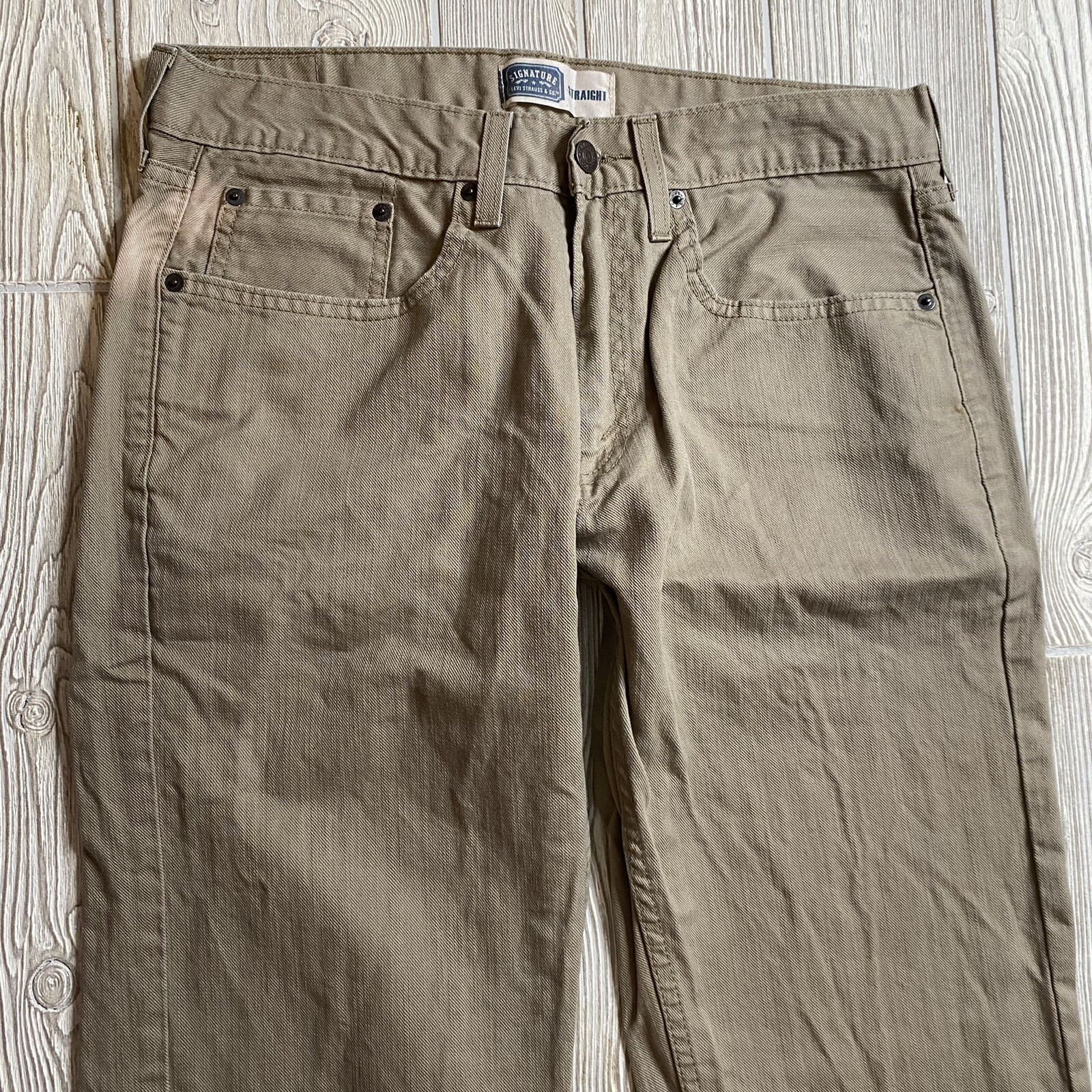 Levi’s Signature Straight Leg Khaki Denim Jeans Men’s… - Gem