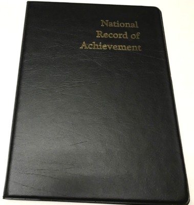 A5 NATIONAL RECORD OF ACHIEVEMENT PVC FOLDER IN BLACK LEATHER LOOK ...