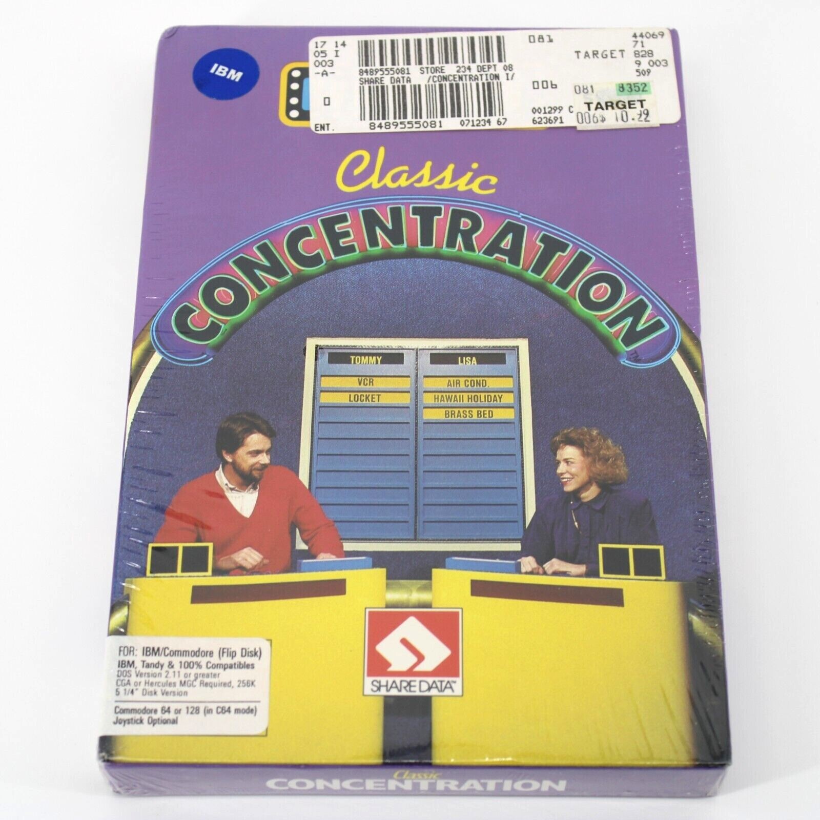 Classic Concentration TV Game Show IBM/Commodore/Tandy 5 1/4" Flip Disk ...