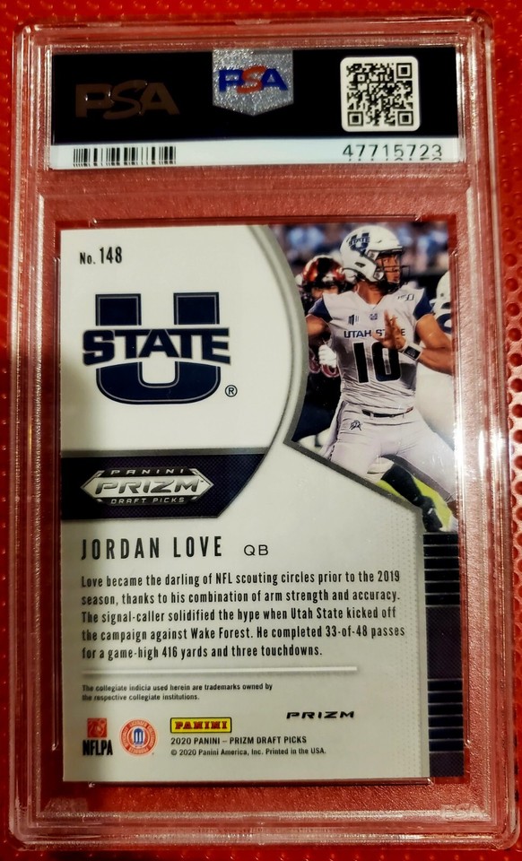 Jordan Love Panini Prizm DP Red Prizm Rookie 2020 #148 PSA 10 Green Bay ...