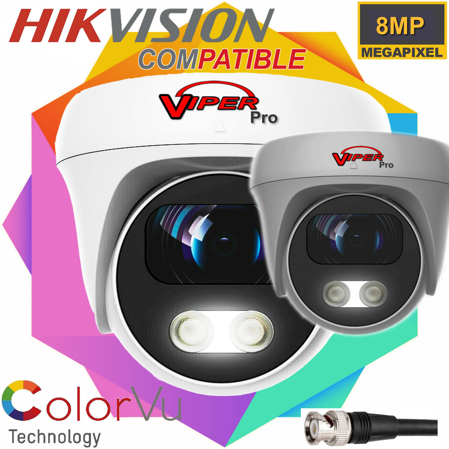 VIPER PRO CCTV CAMERA COLOR NIGHT COLORVU 8MP 4K OUTDOOR BNC TVI AHD ...