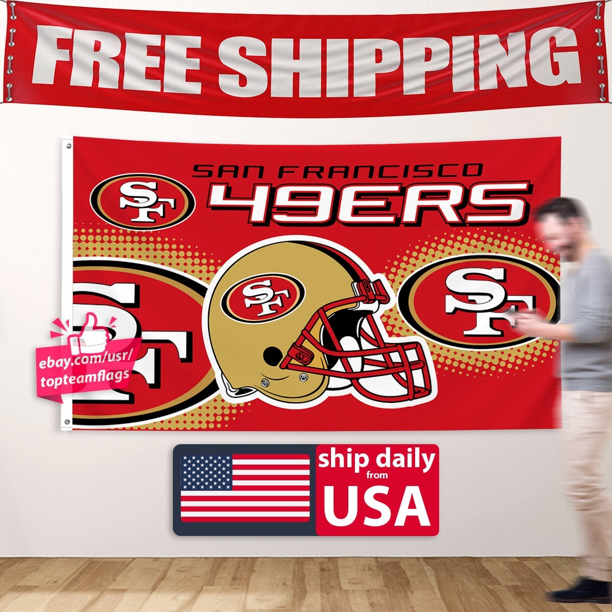 San Francisco Flag San Francisco 49ers Flag 3x5 Uncommon USA