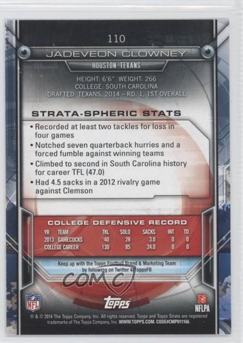 2014 Topps Strata Rookie Retail Jadeveon Clowney #110 Rookie RC | eBay