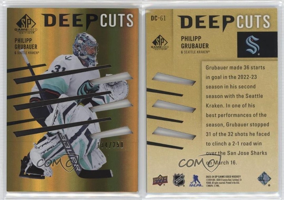 2023-24 Upper Deck SP Game Used Deep Cuts 134/250 Philipp Grubauer #DC ...