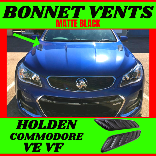 MATTE BLACK Bonnet Vents FOR HOLDEN COMMODORE VF VE STICK ON SS SSV SV6 ...