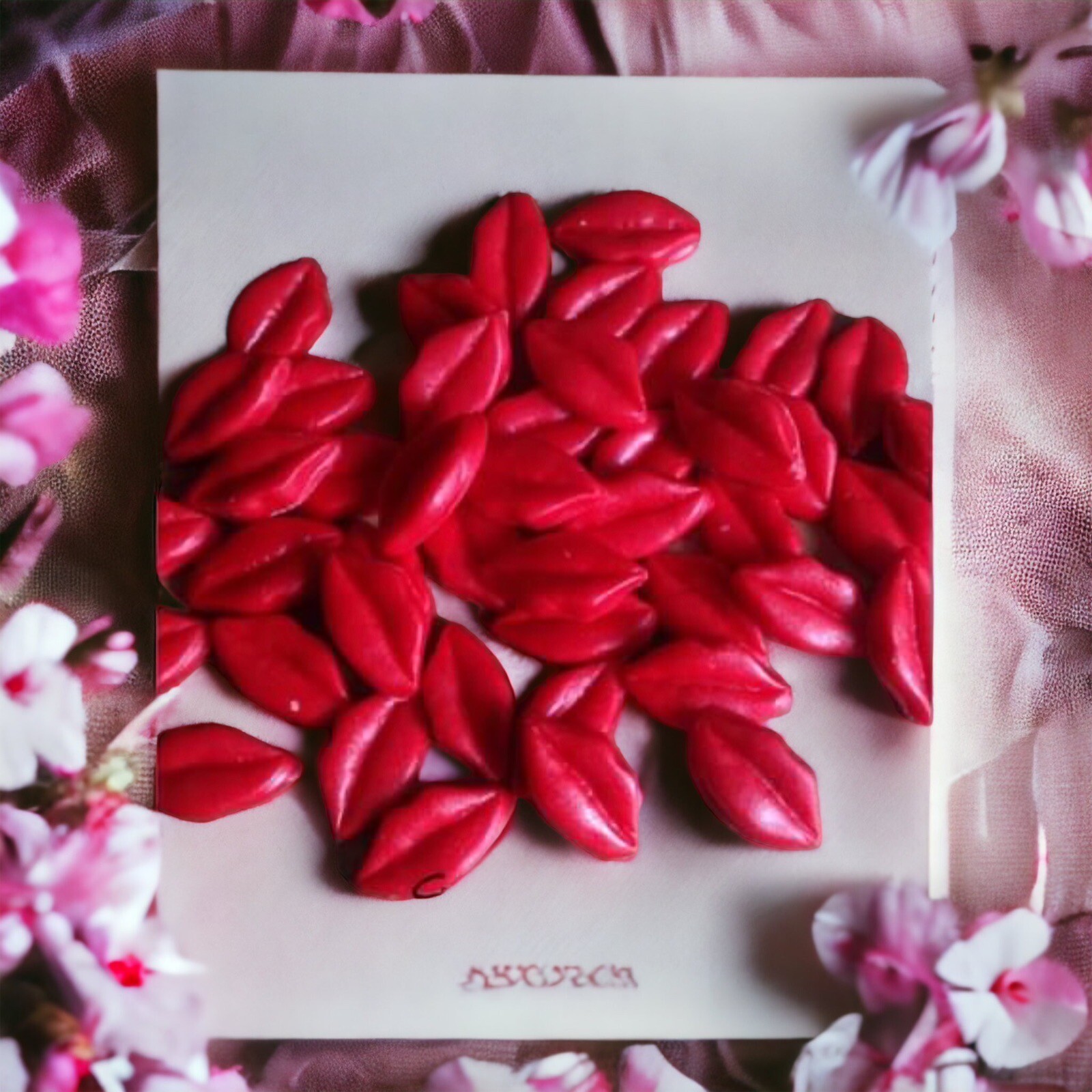 24 Valentine , Hen RED LIPS Edible Cupcake Toppers Fondant Cake ...