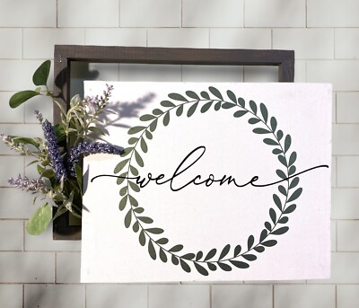 3 Dimensional Welcome Sign With Lavender And Lambs Ear Greenery | eBay