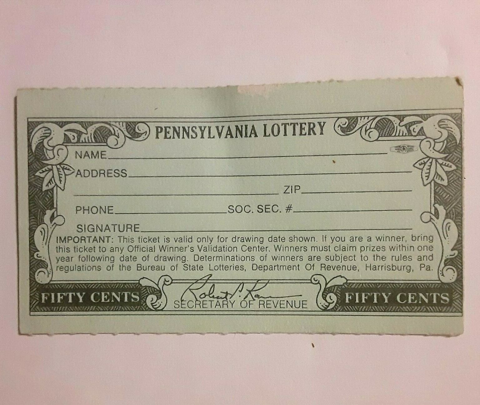 Rare Vintage Pennsylvania State Lottery Ticket March 29, 1972 3rd ...