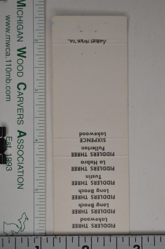 Matchbook Cover Fiddlers Three Restaurant California Long Beach Tustin ...