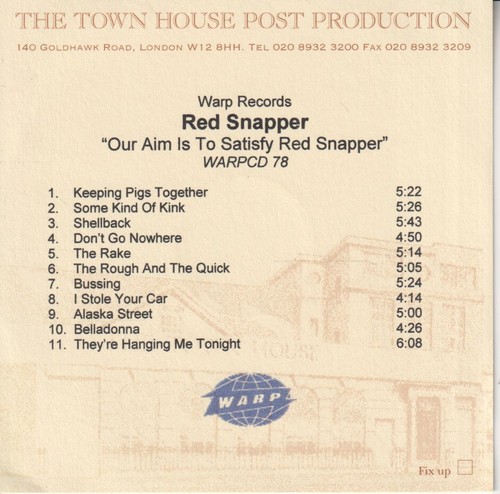 Red Snapper Our Aim Is To Satisfy Red Snapper CD UK Warp 2000 official ...