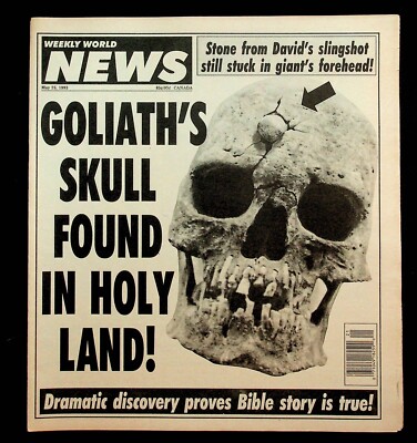 May 25 1993 WEEKLY WORLD NEWS Magazine Goliaths Skull Found in Holy ...