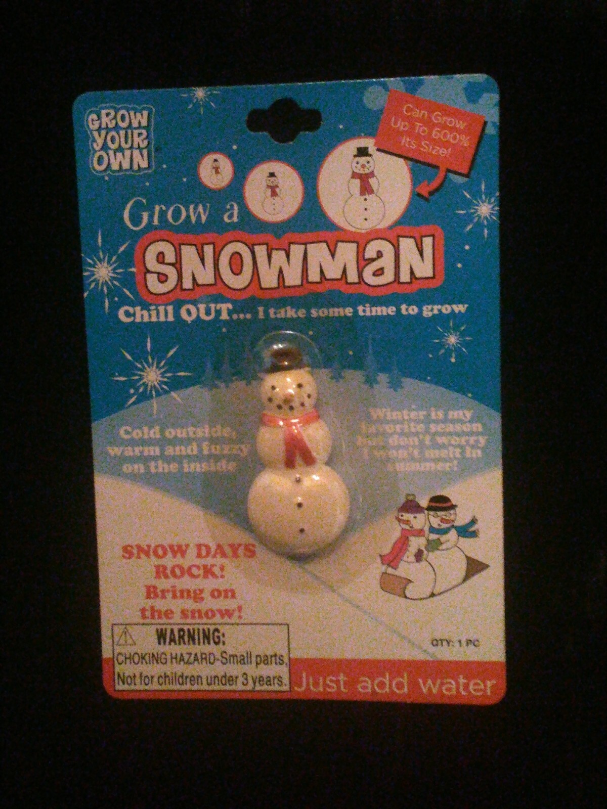 Grow A SNOWMAN Can Grow UP TO 600% Just Add Water Can Re Grow Again NON ...