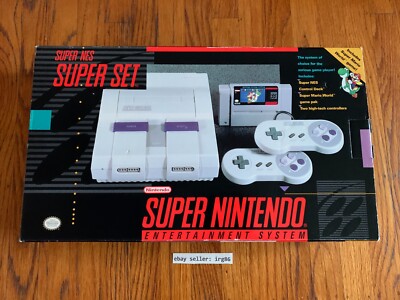 Nintendo SNES Super Set console system in box Mario World magazine ...