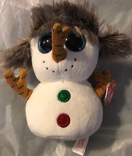 Ty BUTTONS Snowman 6" Christmas Beanie Boo New 2018 MWMT Furry Red ...