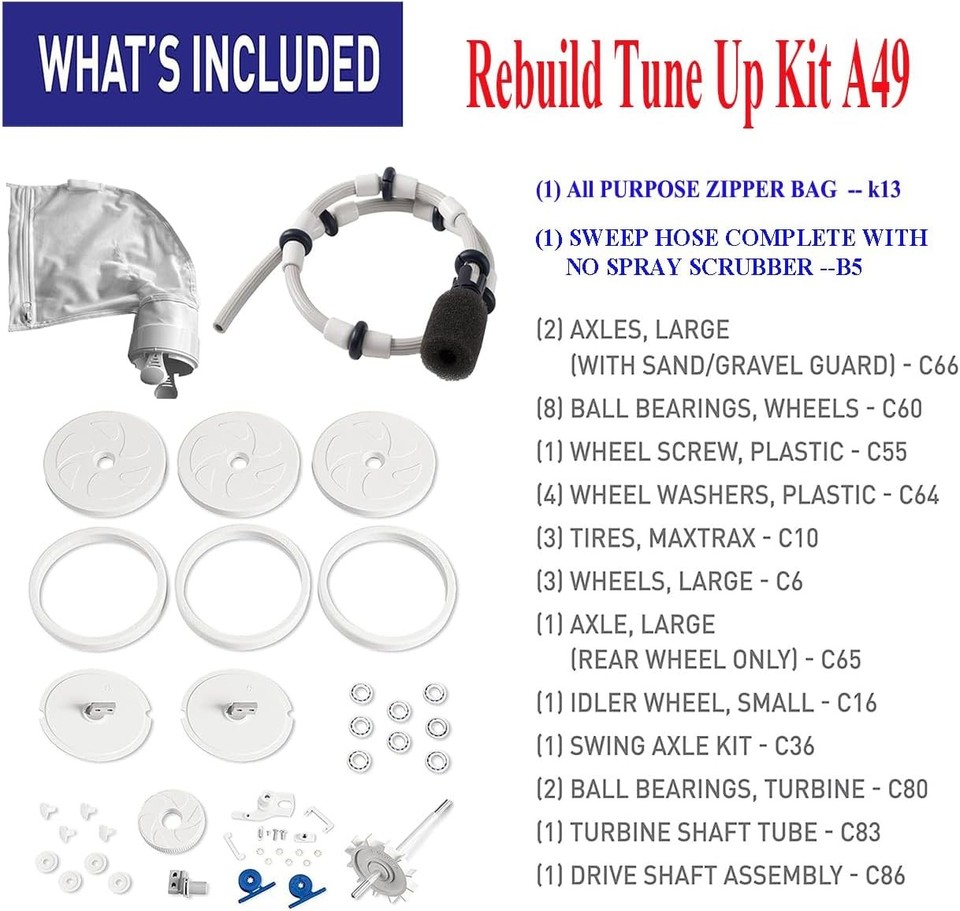 280 Pool Cleaner Tune Up Rebuild Kit A49 For Polaris 280, TR28P Pool ...