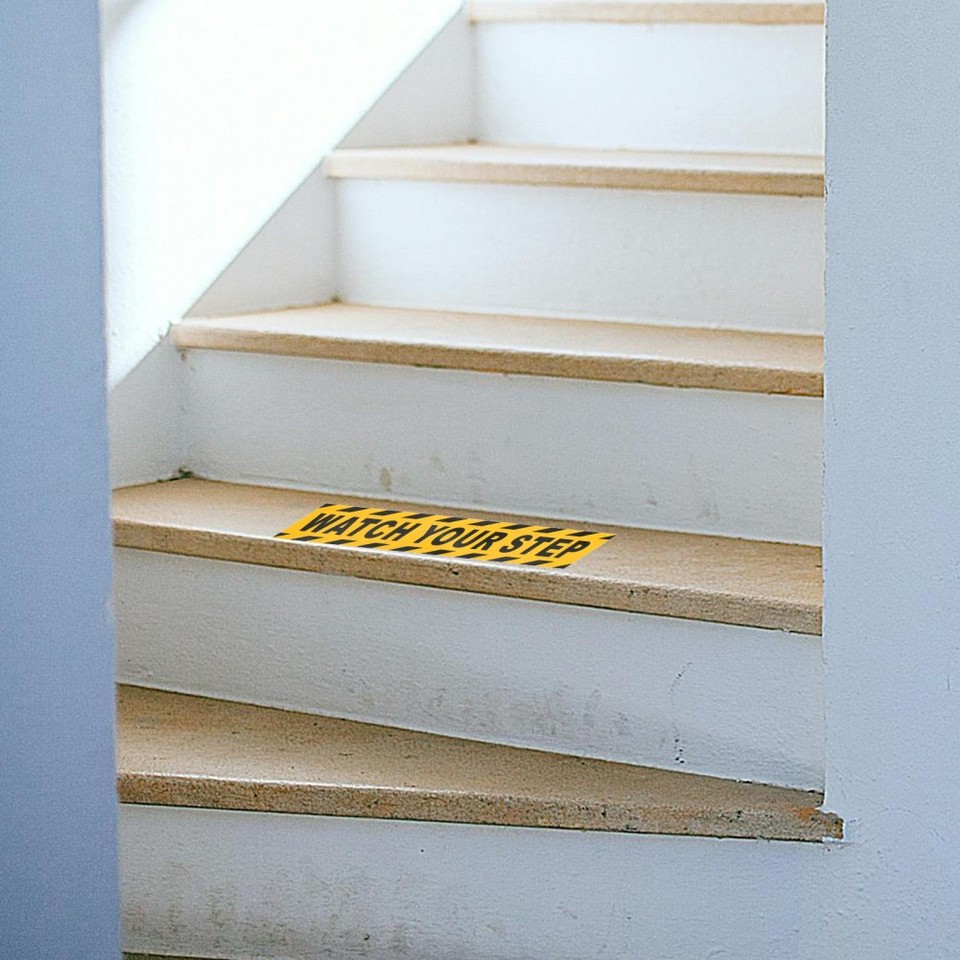 4pcs Watch Your Step Floor Decals Stickers Watch Your Step Sign Anti ...