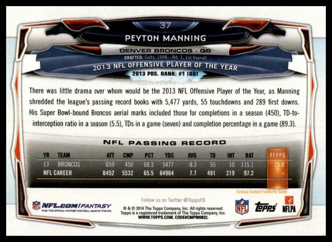 2014 Topps #37 Peyton Manning | eBay