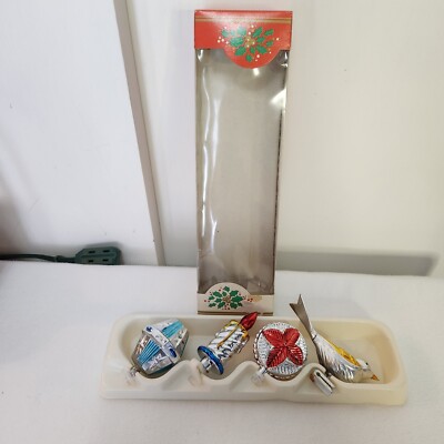 4 VTG MCM Galvas GP Italy Atomic Christmas Ornaments Plastic Bird ...