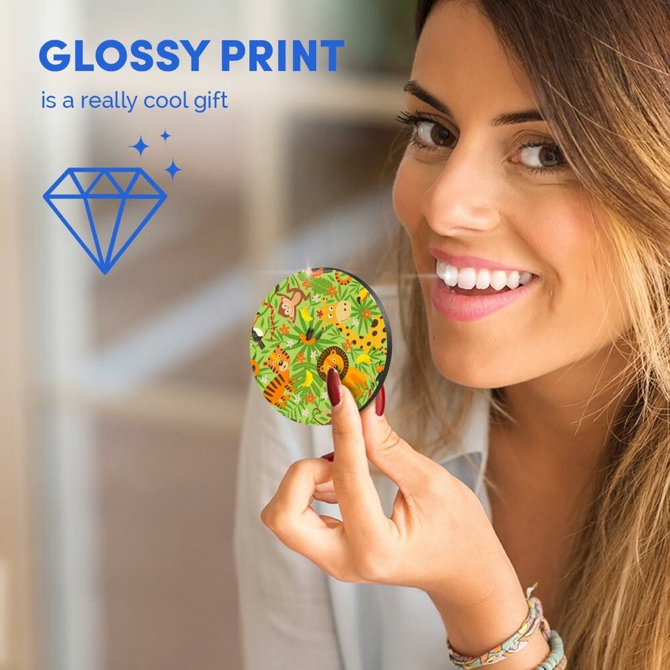 Round MDF Magnets - Jungle Animals Monkey Lion Zebra Giraffe #45445 ...