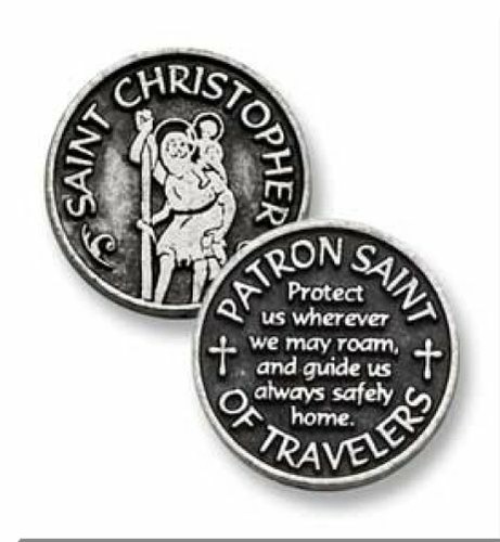 ST SAINT CHRISTOPHER PATRON SAINT OF TRAVELLERS POCKET PRAYER COIN ...