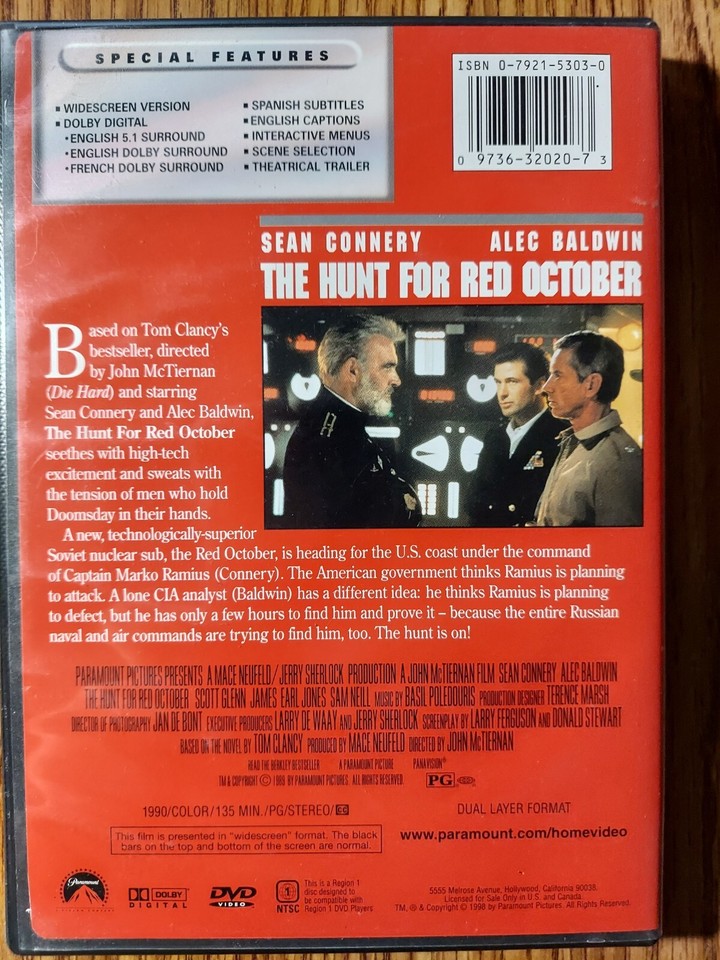 The Hunt for Red October (DVD, 1998, Widescreen) 97363202073| eBay
