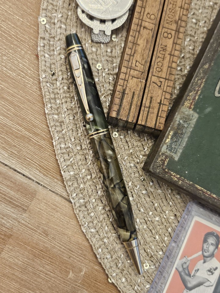 Vintage Estate Sale Lot Cigarette Tin, Baseball Cards, Compass, Pens ...