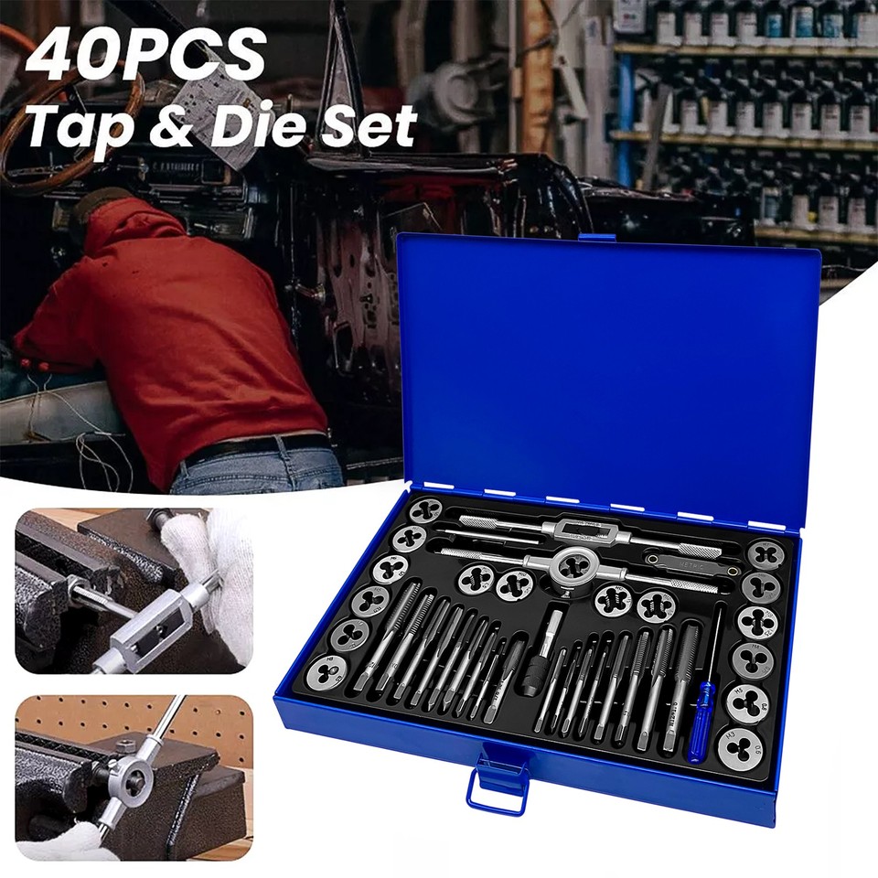 40pc Tap and Die Set Split Dies Metric Thread Cutting Tool M3 - M12 ...