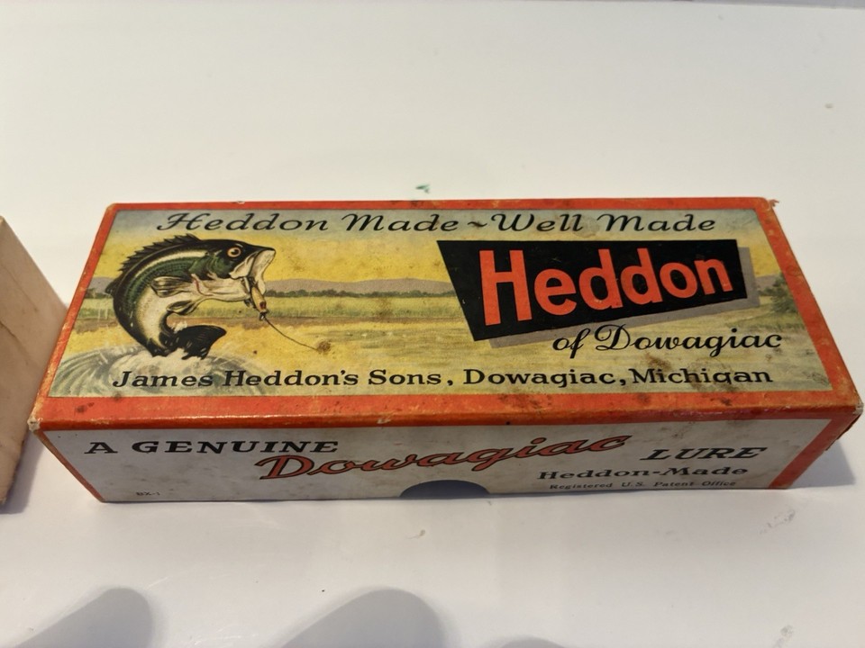 Vintage Heddon King Basser Fishing Lure & Original Box. Metal Jaw ...