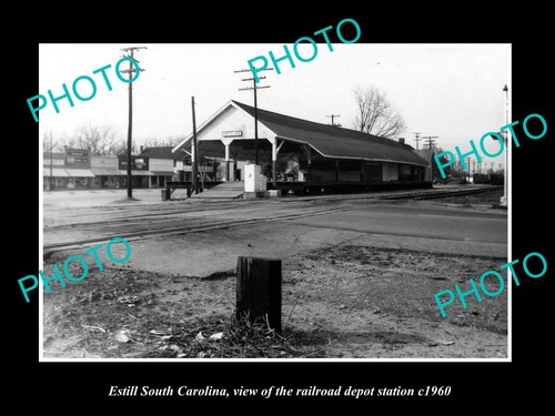 OLD POSTCARD SIZE PHOTO OF ESTILL SOUTH CAROLINA THE RAILROAD DEPOT ...