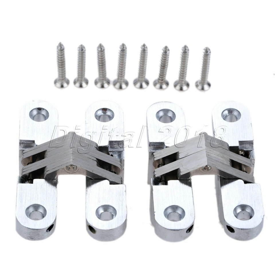 2 Pcs Elegant Heavy Duty Foldable Consealed Cross Door Hinges Stainless ...