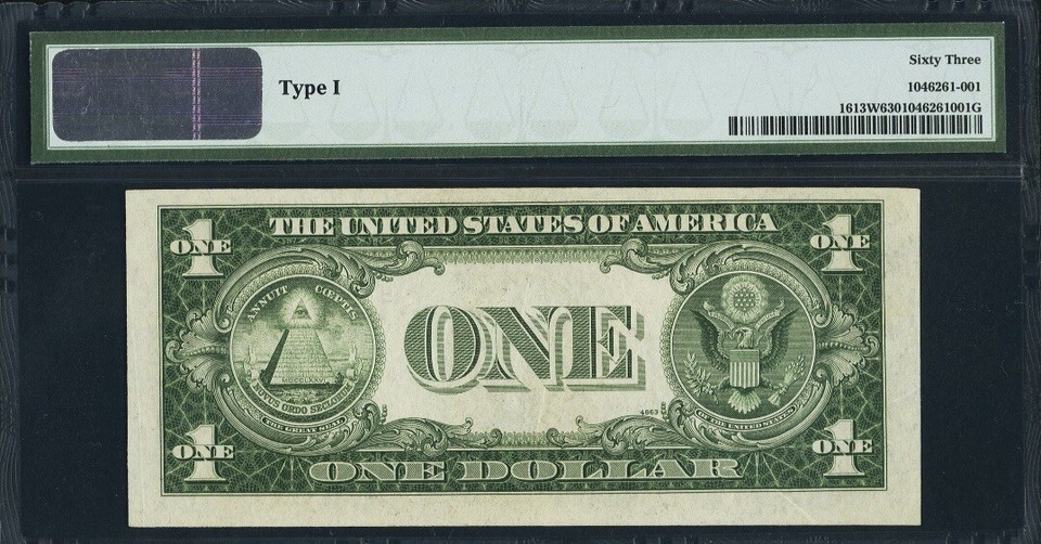 1935-D $1 Silver Certificate INVERTED PRINTING ERROR UNC 63 PMG SUPER ...