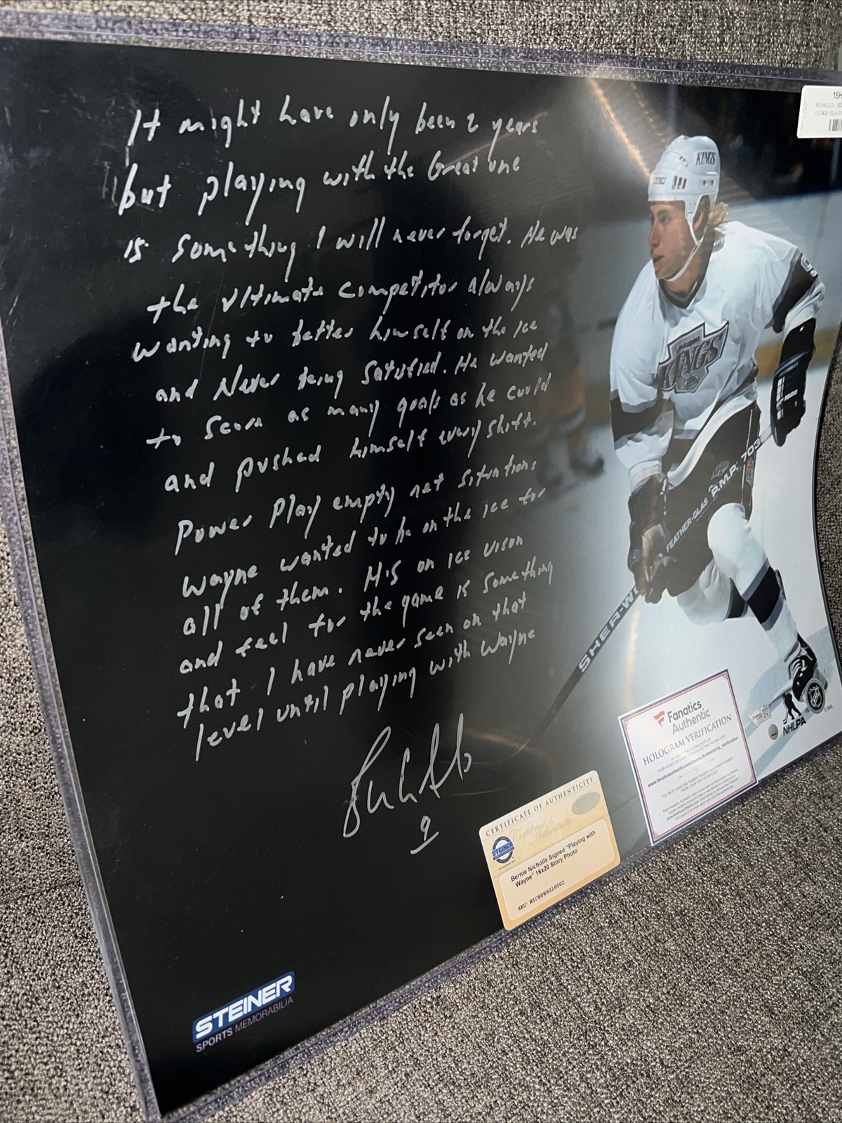 Bernie Nicholls Auto Autographed 16x20 Photo Dual COA Fanatic Wayne ...