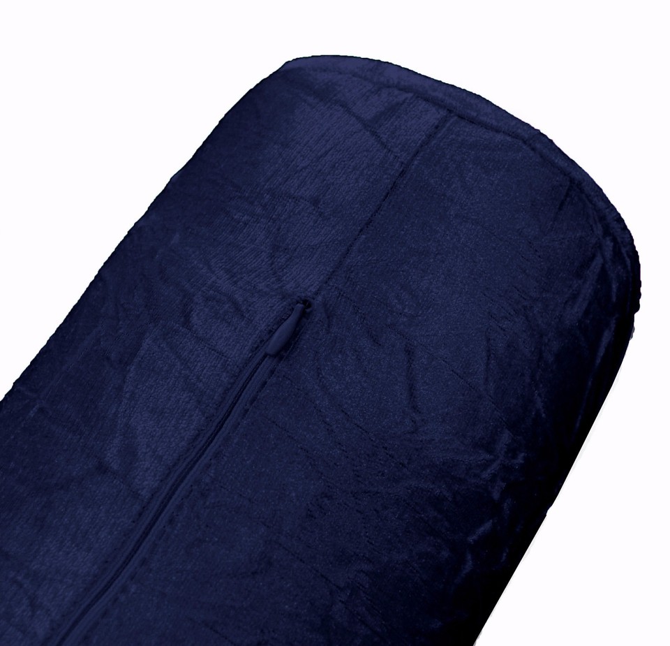 mn115g Dark Blue Crinkle Shimmer Velvet Bolster Cover Neck Roll Yoga ...