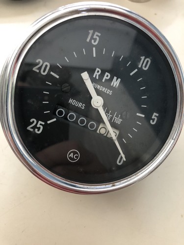 Vtg AC Mechanical Tachometer 2500 RPM Gauge w/ Hour Meter USA Made Rat ...