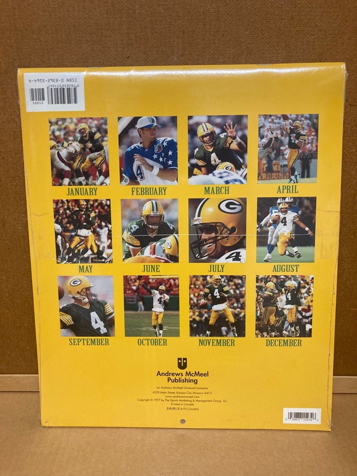 NEW 1998 Green Bay Packers BRETT FAVRE Calendar FACTORY SEALED 12.75" x ...