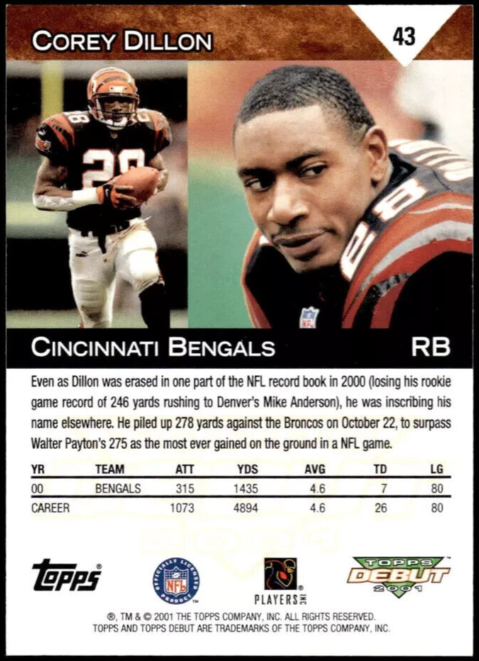 2001 Corey Dillon Topps Debut #43-MT | eBay