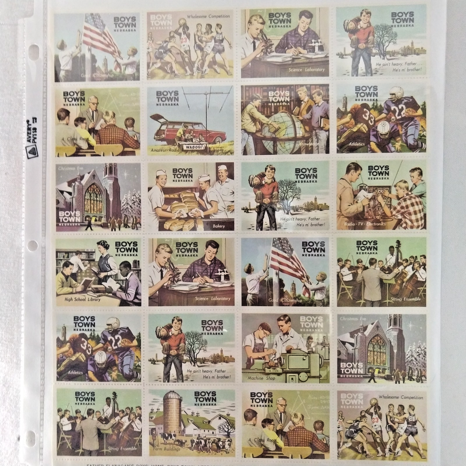 Vintage BOYS TOWN Nebraska Stamps 8 Full Sheets 1962 1969 painted ...