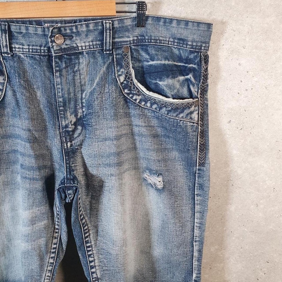 Vintage Monarchy Embroidered Y2K Denim Shorts Mens W48 Blue | eBay UK