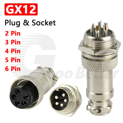 GX12 Aviation Plugs Sockets 2 3 4 5 6 Pin Male Female Cable Connector ...