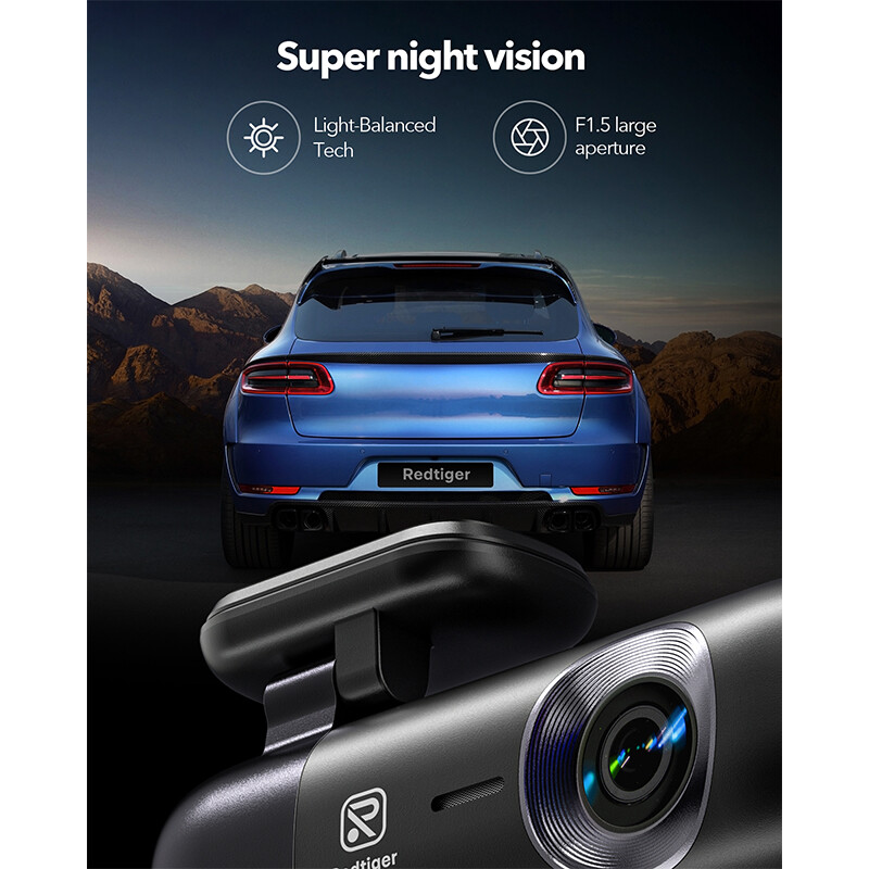 REDTIGER F9 Dash Cam 4K Front and Rear 1080P, Night Vision, Parking ...