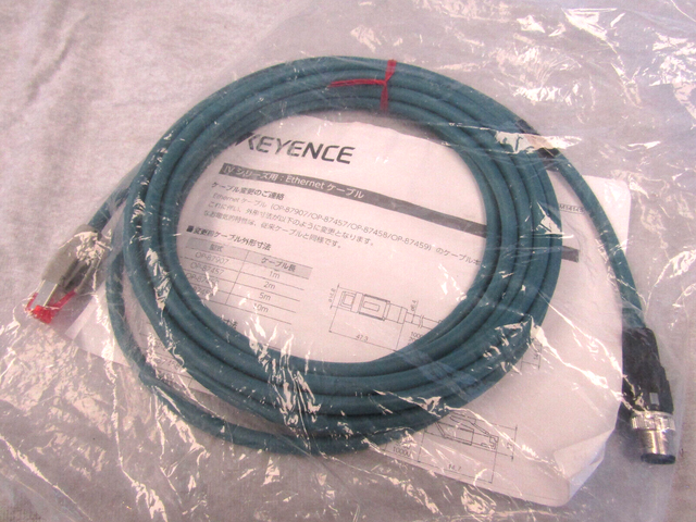 KEYENCE OP-87458 M12 4-pin/RJ45 Ethernet Cable - Blue, 16.40 ft for ...